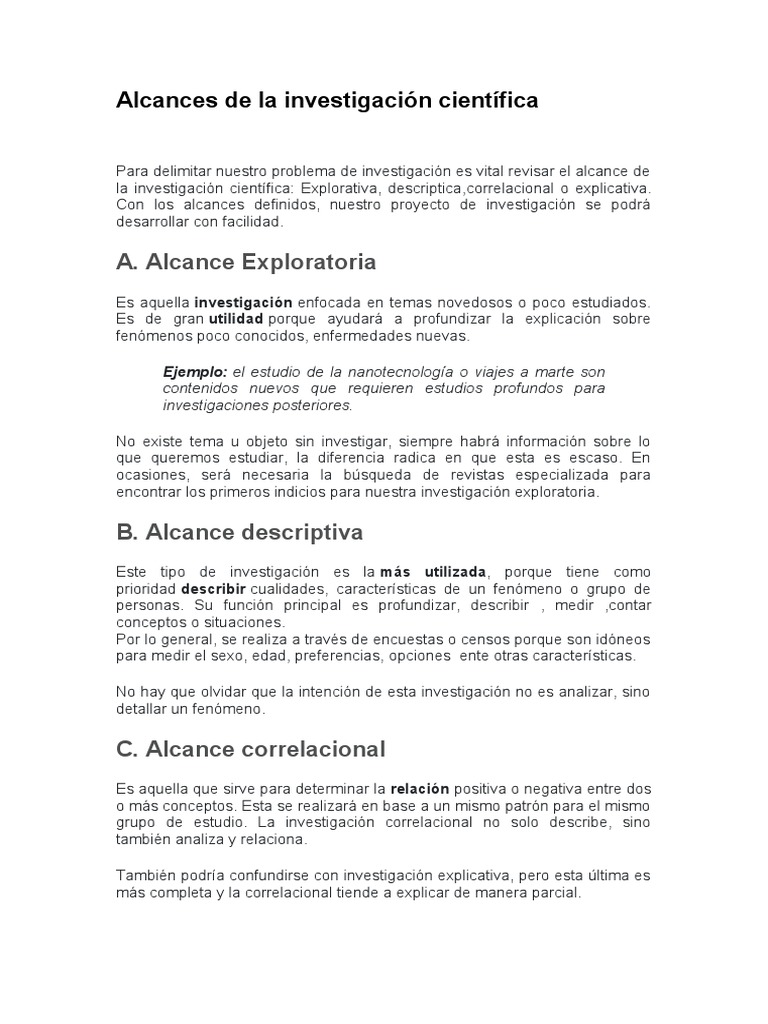 Alcances de La Investigación Científica | PDF | Cognición | Science