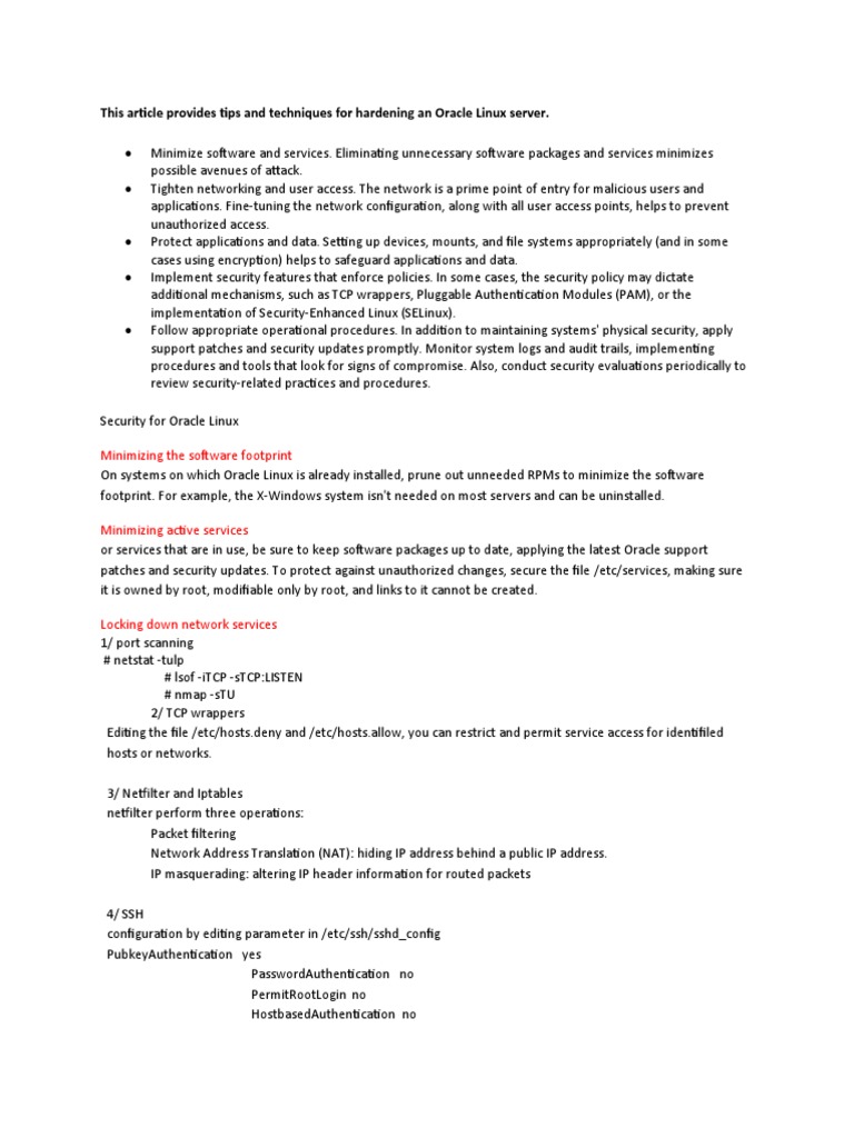 Hardening Oracle Linux Server | PDF | Security | Computer Security