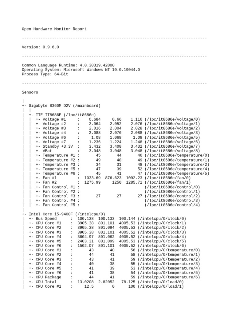 OpenHardwareMonitor Report | PDF | Graphics Processing Unit | Hard Disk Drive