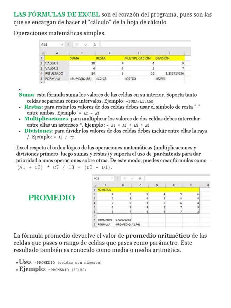 Las Fórmulas de Excel | PDF | Ciencias de la Computación | Informática