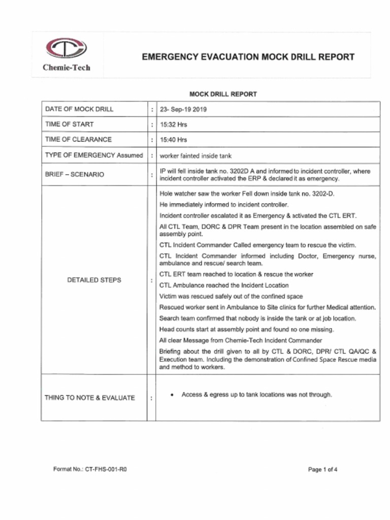 Confined Space Emergency Rescue Mock Drill | PDF