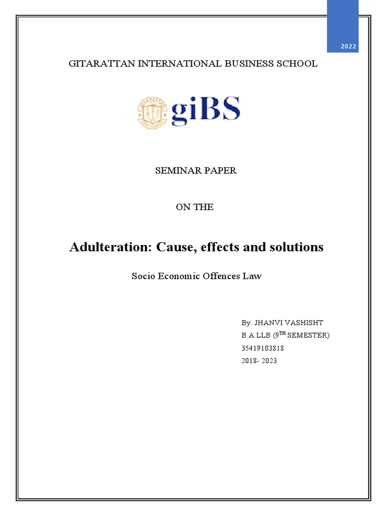 Seminar Paper | PDF | Food Safety | Foods