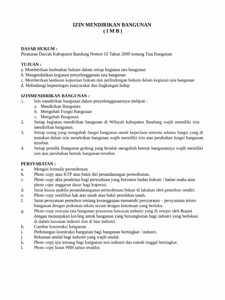 Contoh Dokumen IMB | PDF