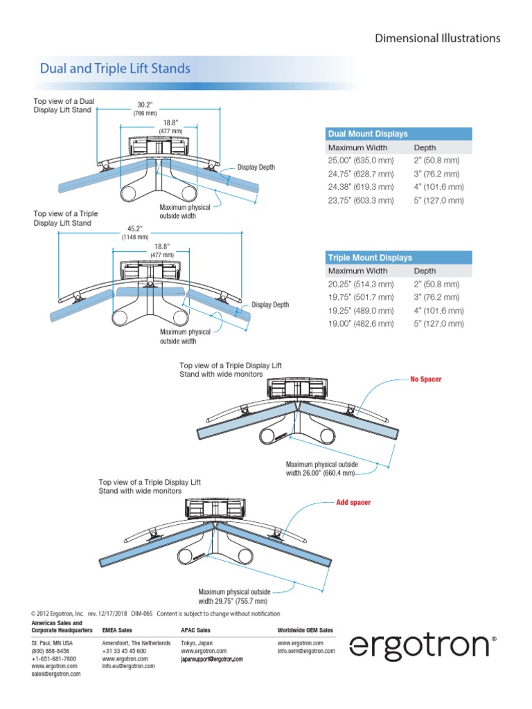 Ergotron 33 296 195 Display Lift Stand Drawing | PDF | Equipment | Manufactured Goods