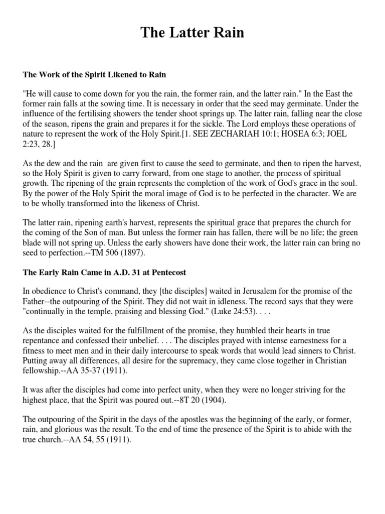 The Latter Rain | PDF | Jesus | Confession (Religion)