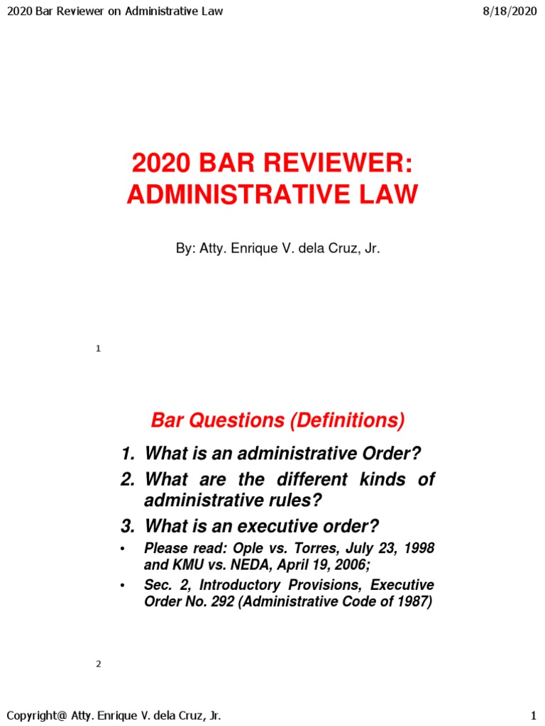 2020 Administrative Law Bar Reviewer | PDF | Administrative Law ...