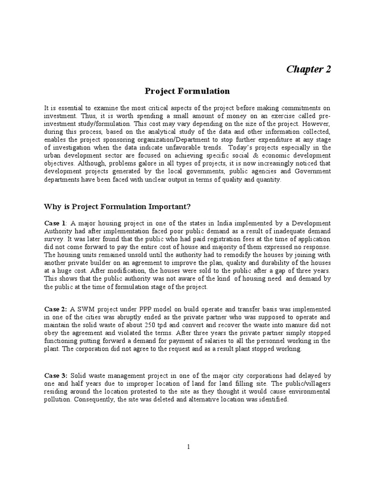 Chapter 2 Project Formulation Mod | PDF | Feasibility Study | Cost ...