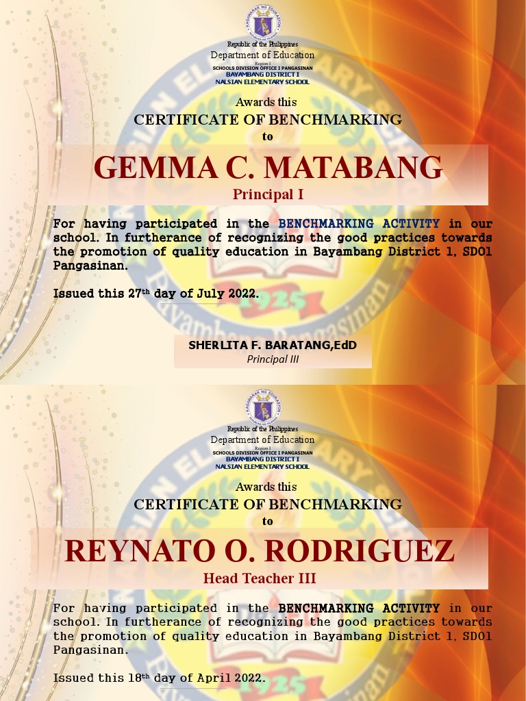 Benchmarking Cert Copy 1 | PDF | Governance | Government Related ...