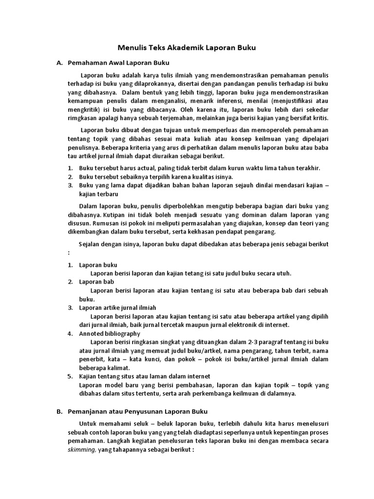 Laporan Baca Teks Akademik Laporan Buku | PDF