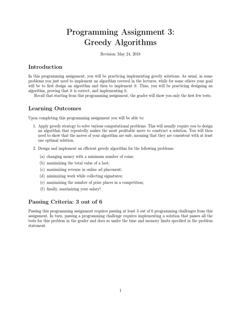 Week3 Greedy Algorithms | PDF | Algorithms | Computer Programming Week3 Greedy Algorithms | PDF | Algorithms | Computer Programming