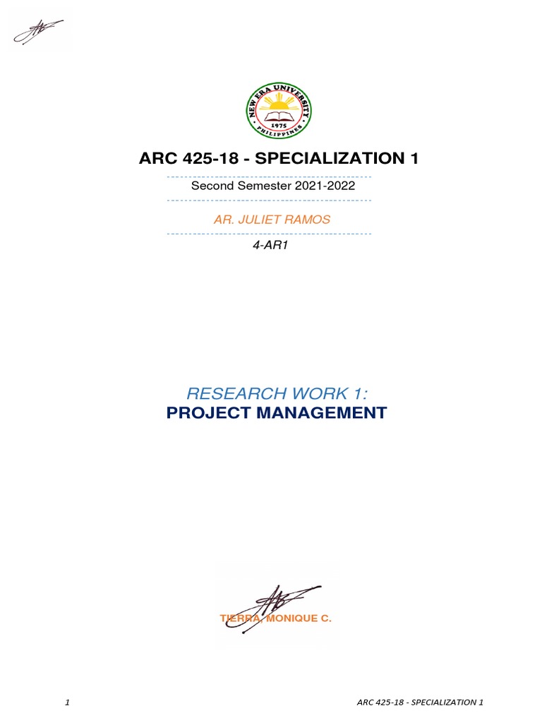 Tierra Monique - Specialization 1 - RW1 | PDF | Project Management | Architect