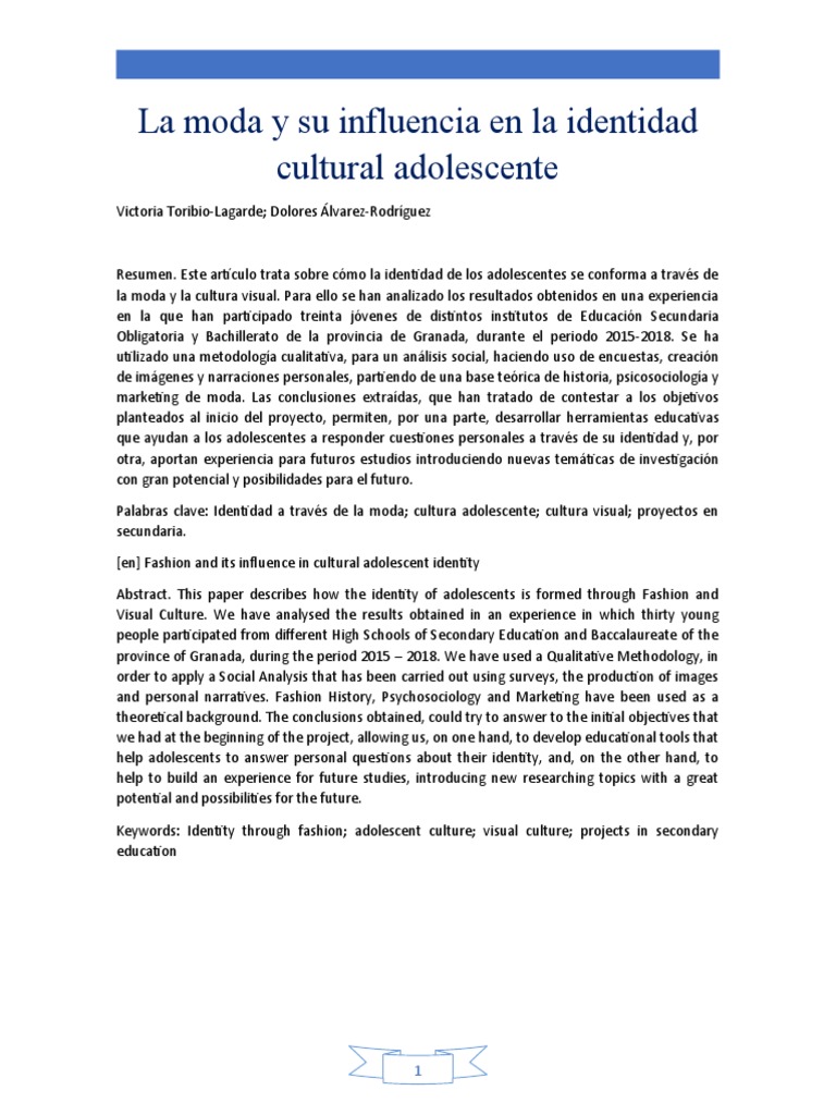 Moda y su impacto en la identidad adolescente | PDF | Moda | Imagen