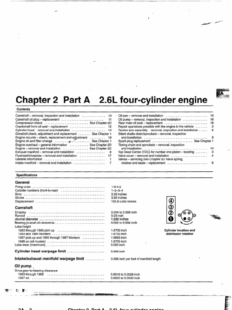 Chapter 2 Part A 2.6L Four-Cylinder Engine | PDF | Distributor ...