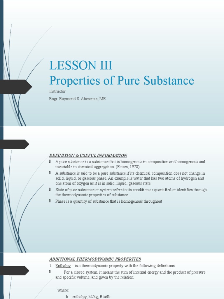 Thermodynamics - Lesson 3 | PDF | Phase (Matter) | Enthalpy