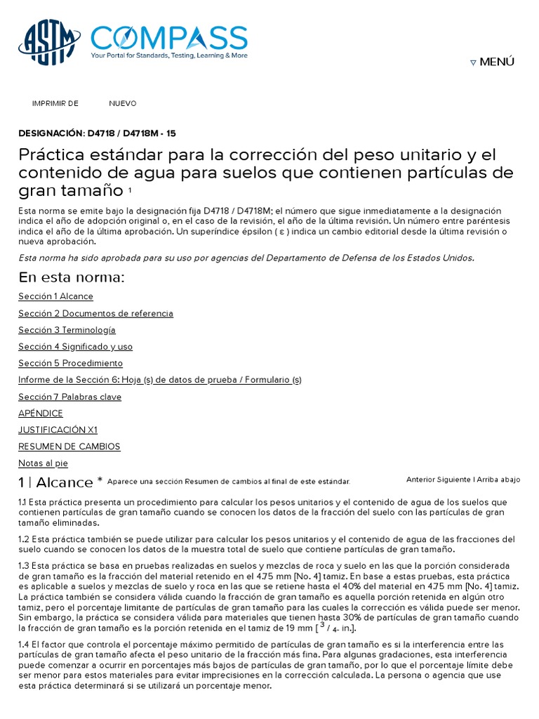 D4718-15 Corrección Por Partículas de Sobre Dimensión | PDF | Densidad ...