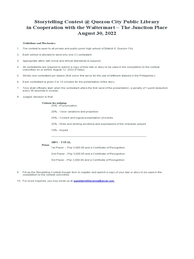 District 6 Junior High Story Contest | PDF