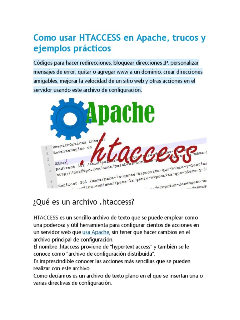 Como Usar HTACCESS en Apache | PDF | Redes | Internet y web