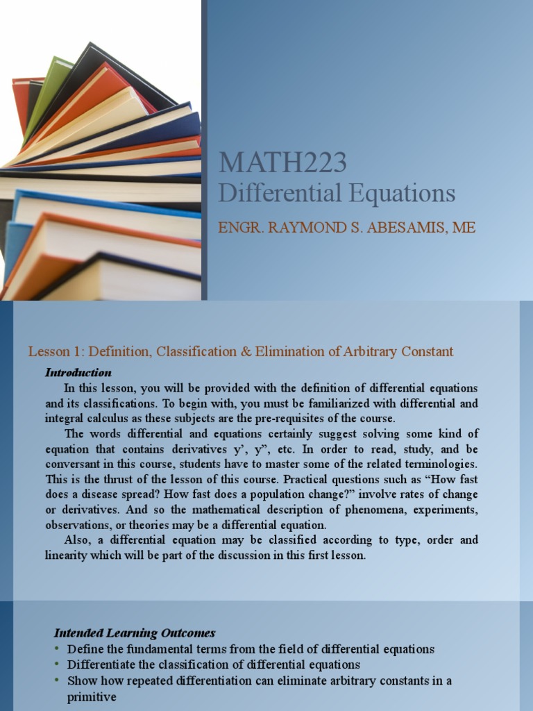 MATH223 - Lecture1 With Solution | PDF | Equations | Differential Equations