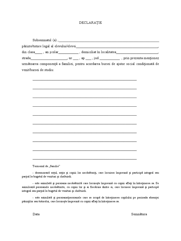 Declaratie Componenta Familie | PDF