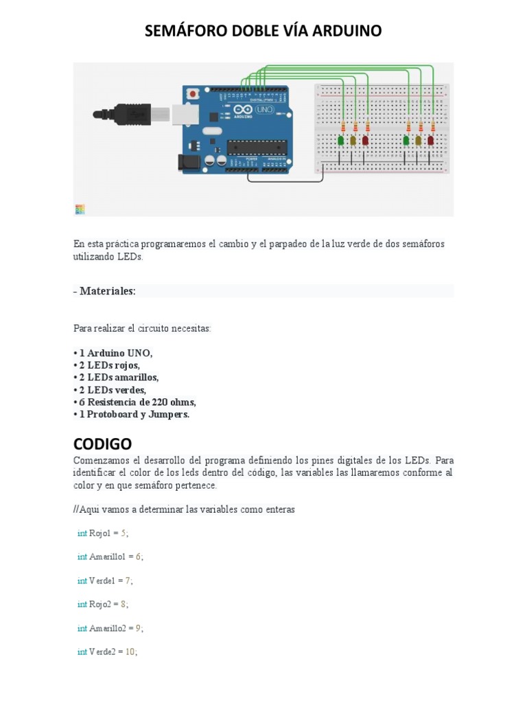 Semáforo Doble Vía Arduino | PDF