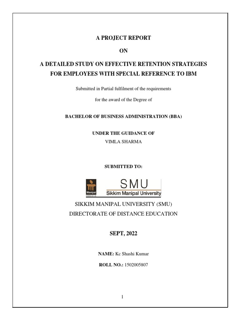 KC Shashi Kumar Final Synopsis | PDF | Employee Retention | Sampling (Statistics)