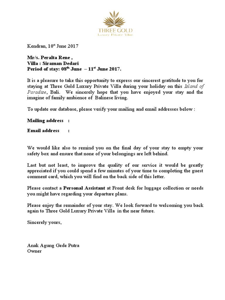 Departure Letter | PDF