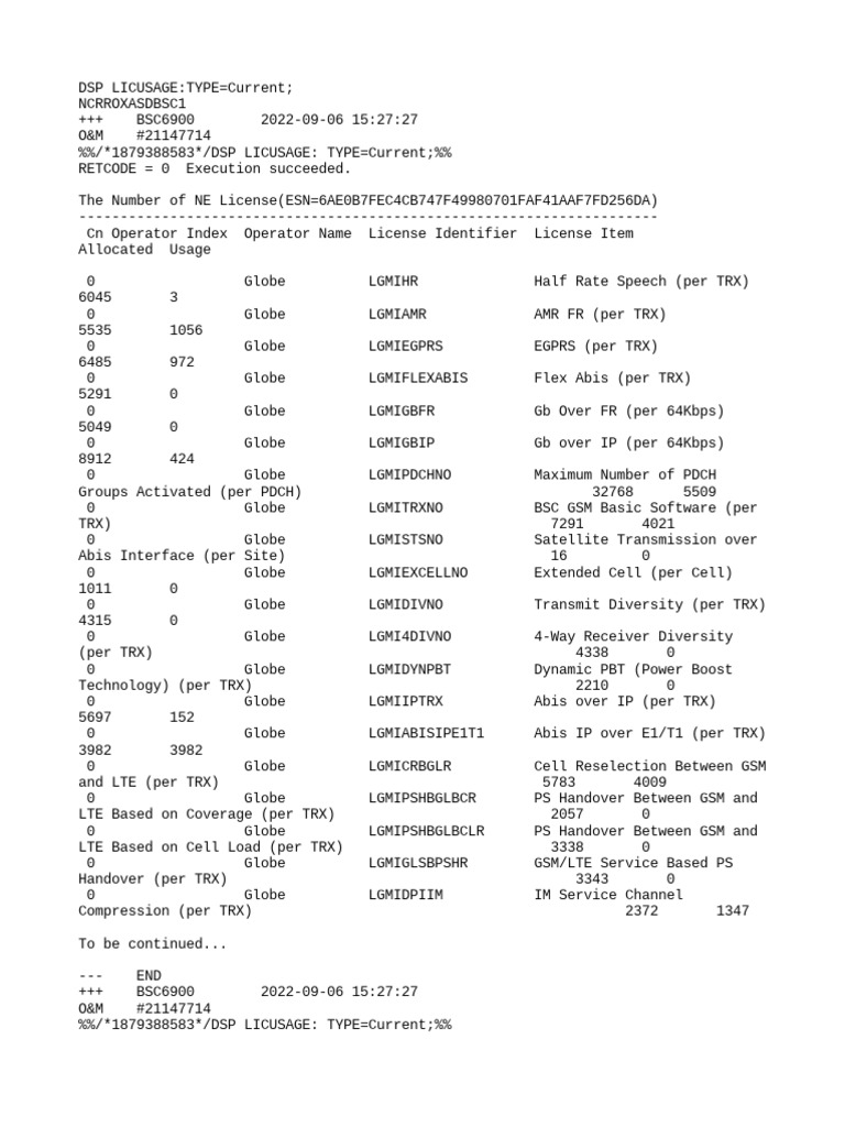 MML Report 20220906152740 | PDF | Lte (Telecommunication) | Gsm