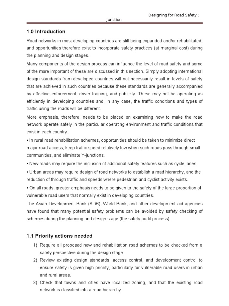 Road Safety Design, Junction | PDF | Interchange (Road) | Traffic