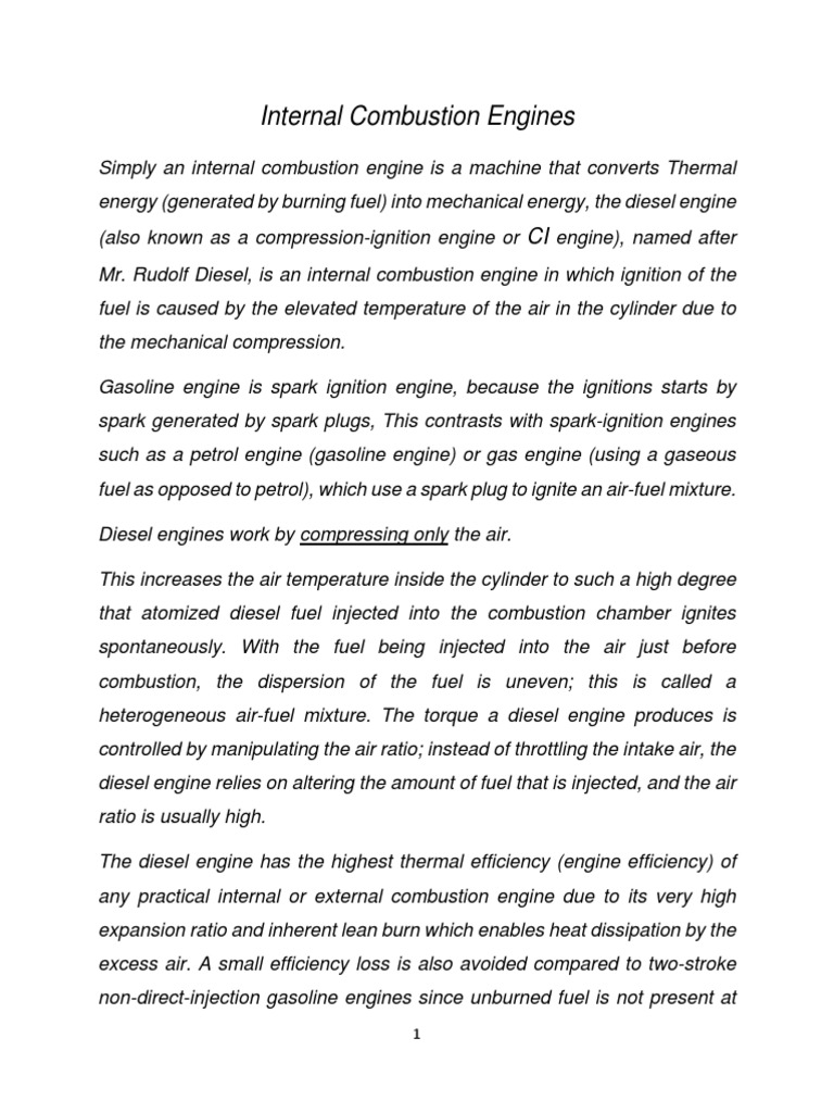 Part One | PDF | Diesel Engine | Internal Combustion Engine
