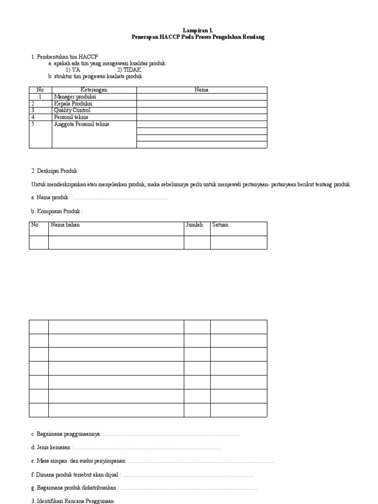 Form Observasi HACCP | PDF