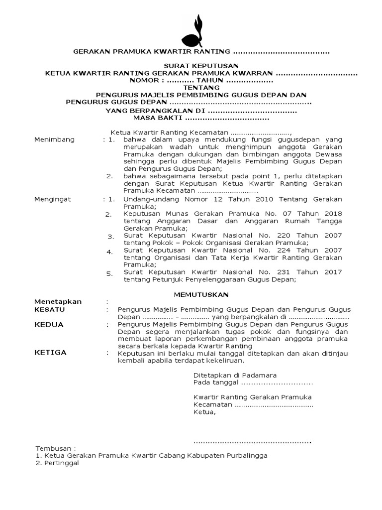 Contoh SK Mabigus Dan Gudep | PDF