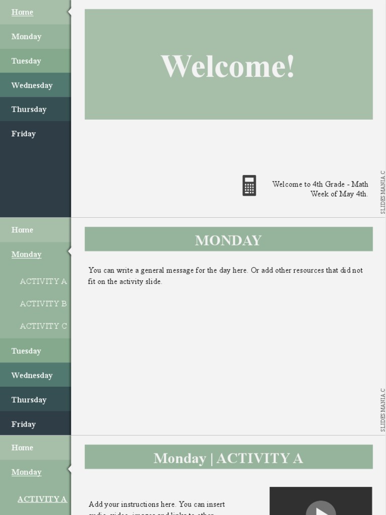 Simple Weekly Planner For Distance Learning With 3 Activities Per Day SlidesMania | PDF ...