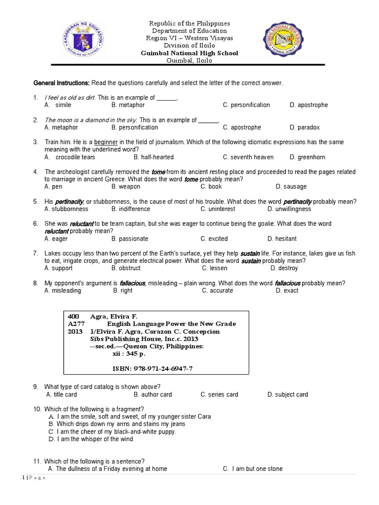 Grade 7 SPJ Placement Test | PDF