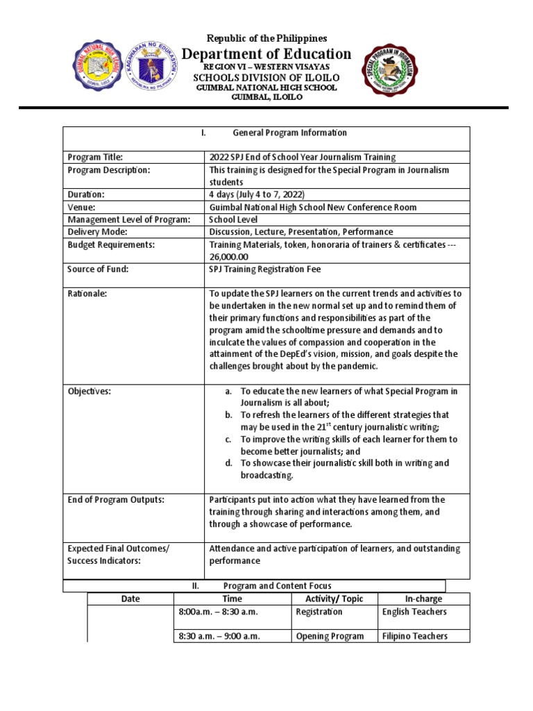 Program Matrix SPJ Training | PDF | Learning | Communication