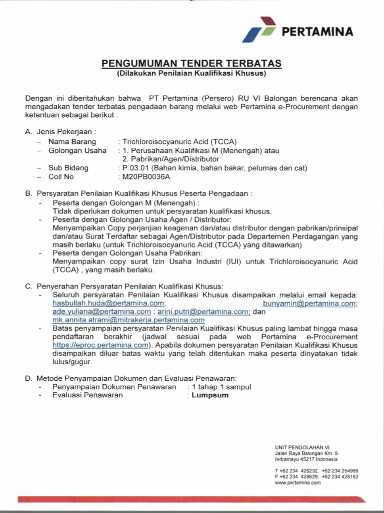 Pengumuman Tender | PDF