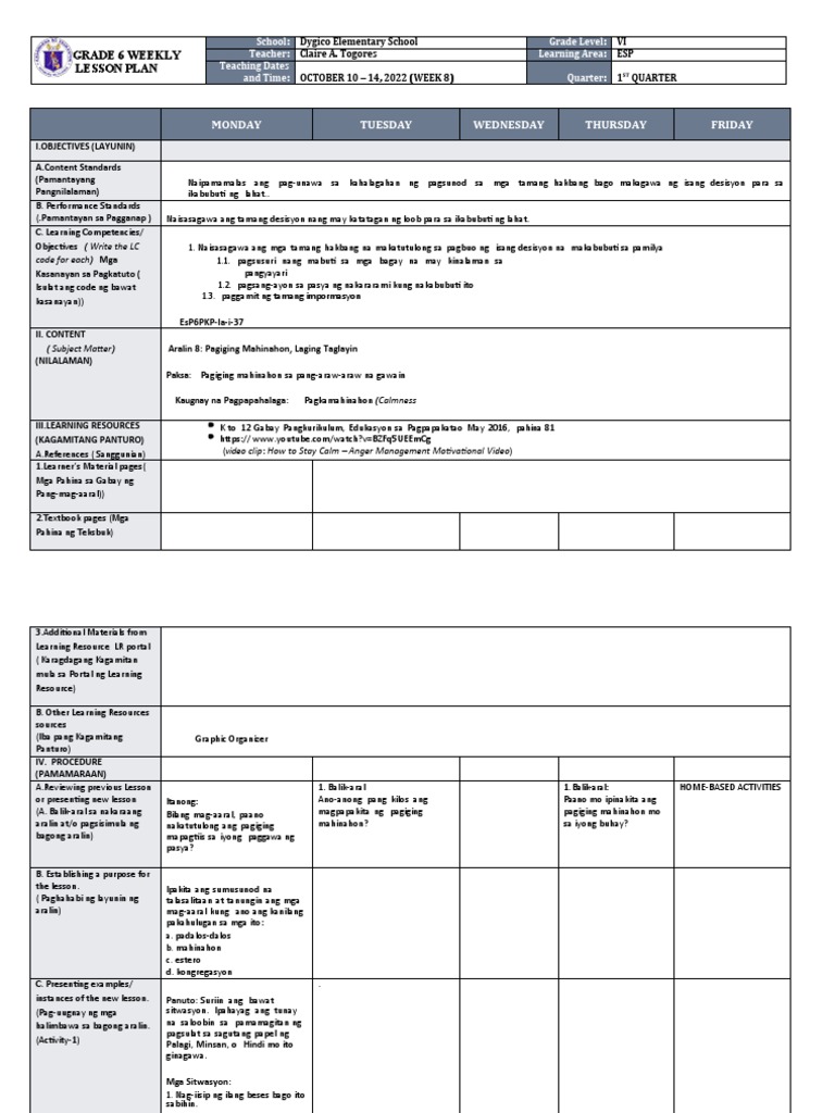 DLL - Esp 6 - Q1 - W8 | PDF