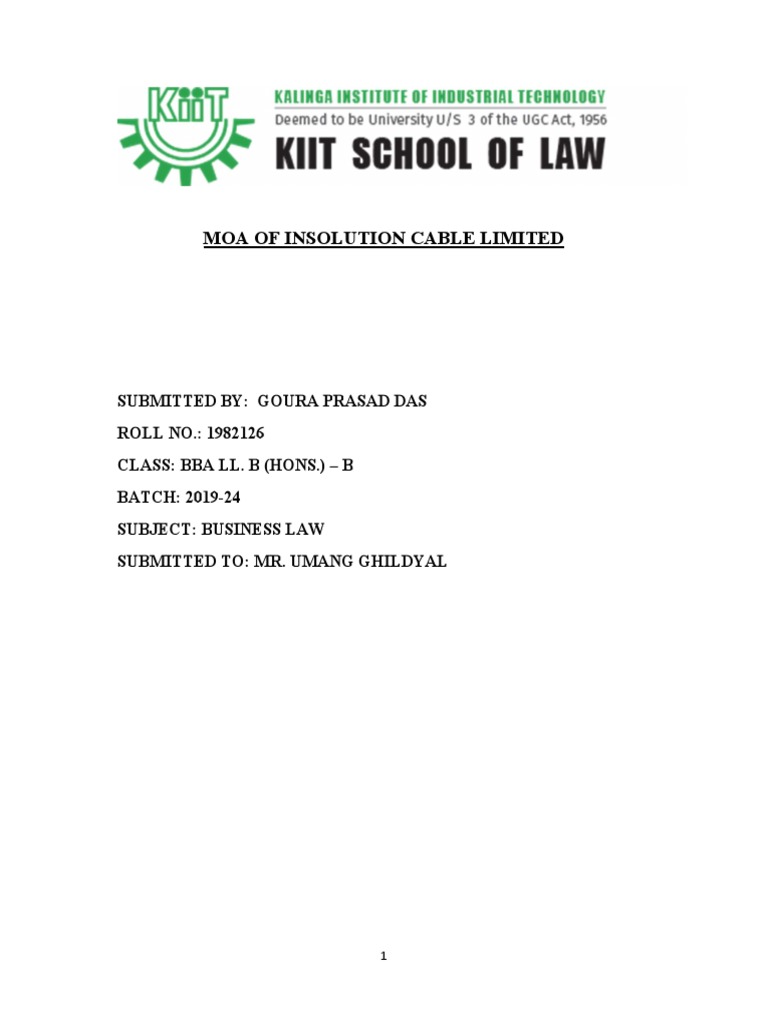 Sample Memorandum of Associations For A Company | PDF