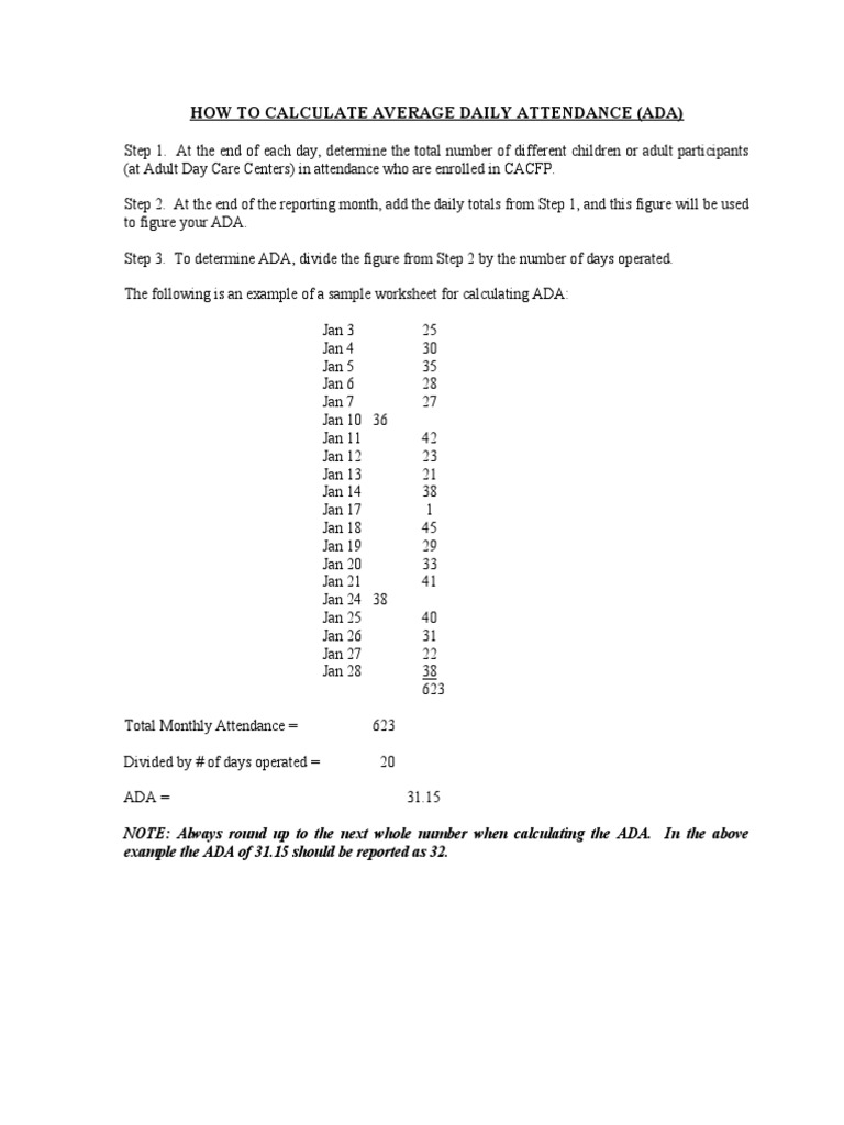 How To Calculate Average Daily Attendance | PDF | Teaching Methods ...