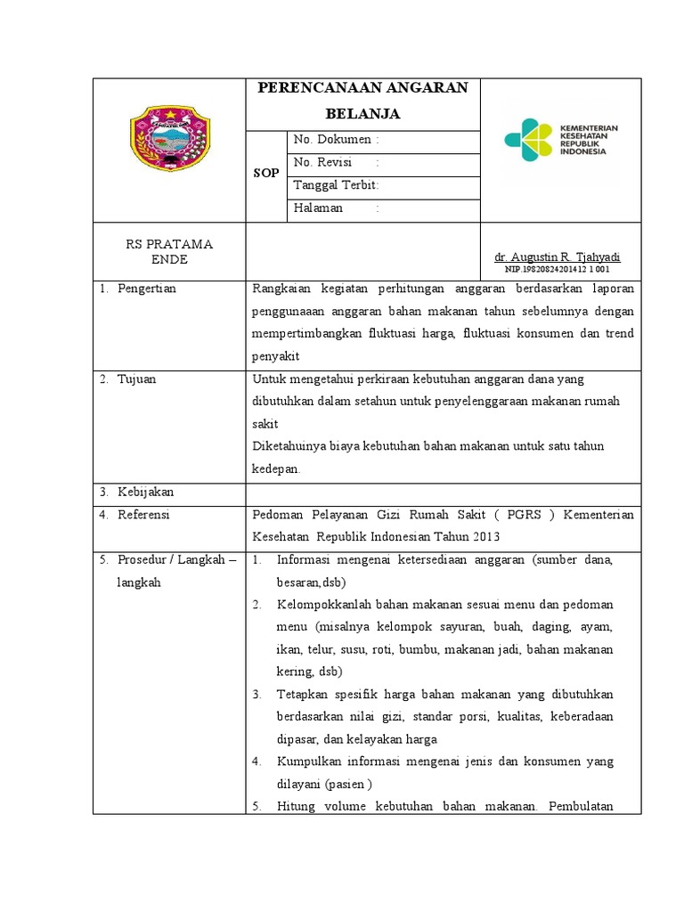046.sop Perencanaan Angaran Belanja | PDF