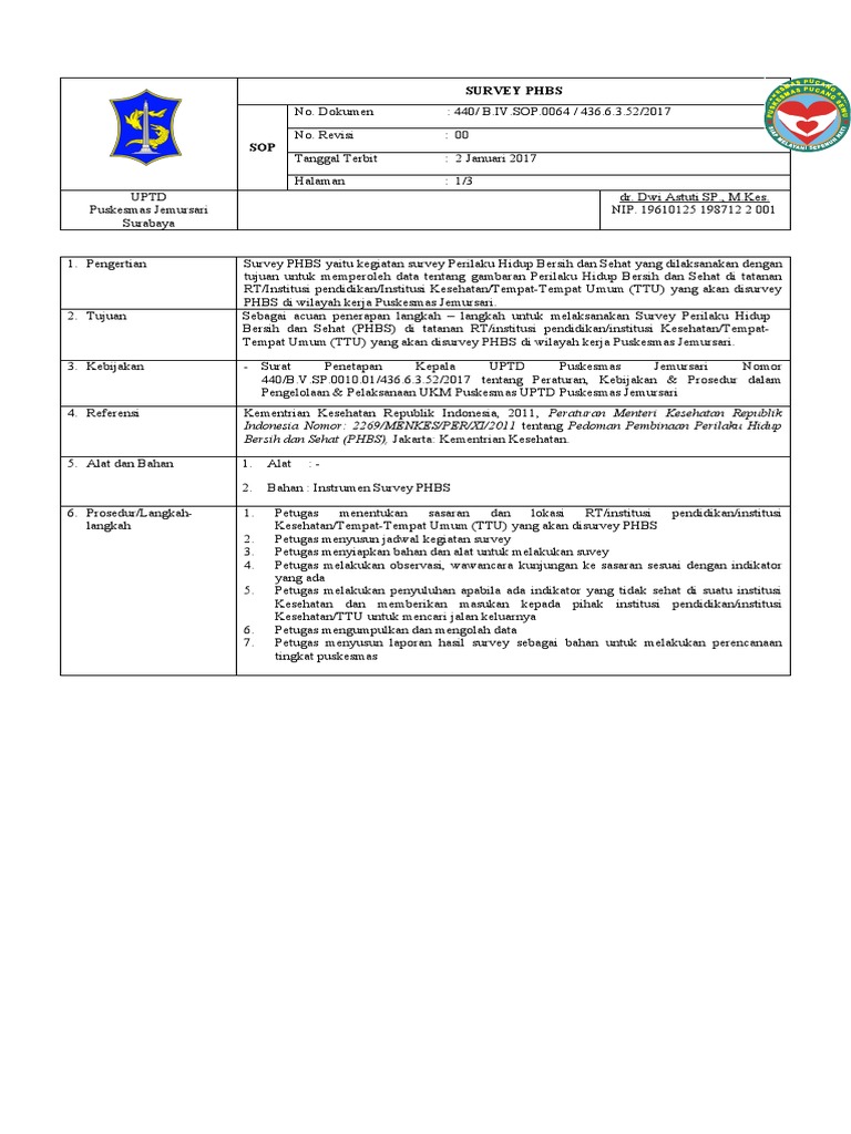 Sop Survey Phbs1 | PDF
