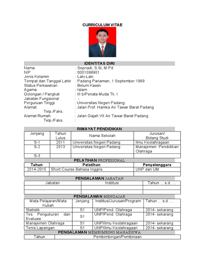 CV Sepriadi, Dosen UNP Padang | PDF