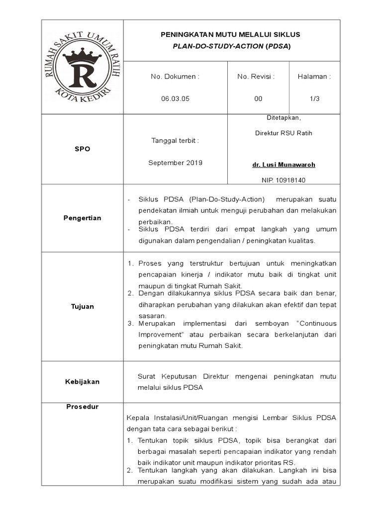 Peningkatan Mutu RS dengan PDSA | PDF