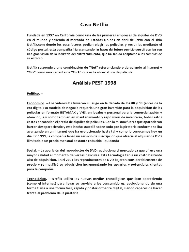 Análisis PEST Netflix | PDF | Netflix | Informática