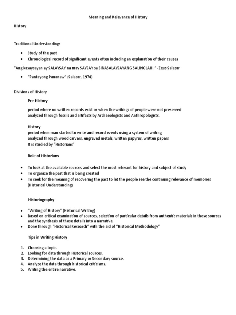 Understanding History's Meaning and Relevance | PDF | Primary Sources ...