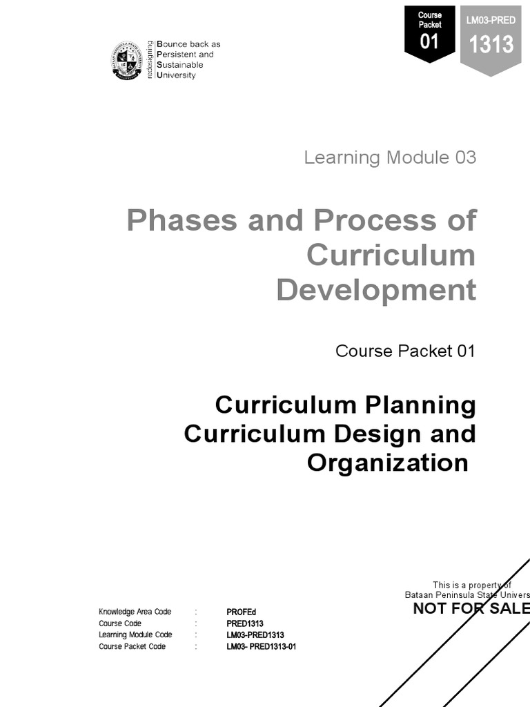 Module - Curriculum Planning, Design and Organization | PDF | Curriculum | Learning