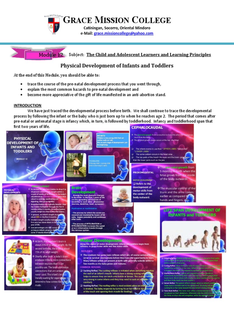 MODULE 12 Physical Development of Infants Toddlers | PDF | Toddler ...