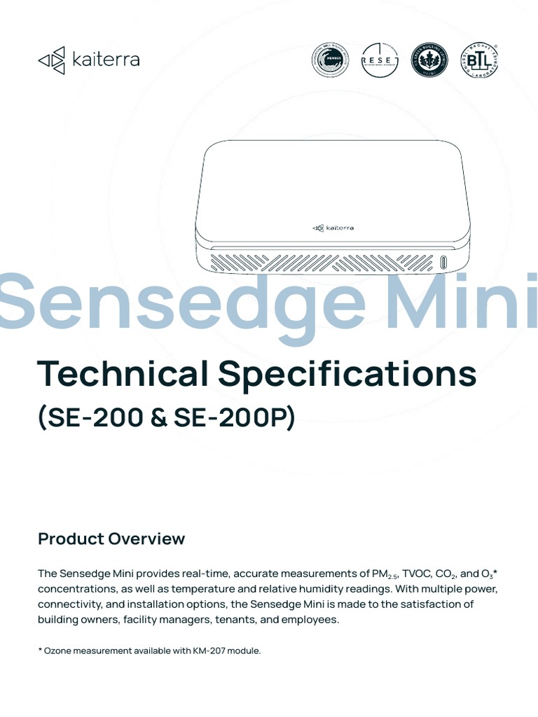 Sensedge Mini Technical Specifications - 2021 | PDF | Particulates | Sensor