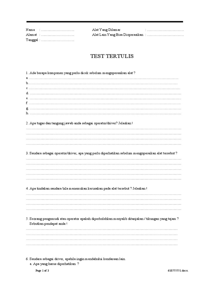 Test Teori Opr-Drv | PDF