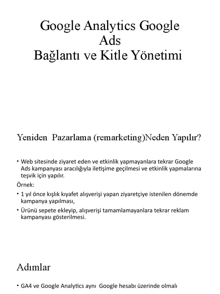 5.Remarketing-GA4 Ve Google Ads | PDF