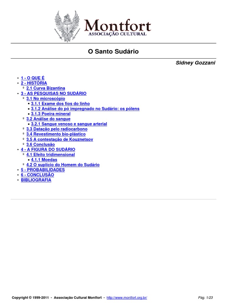 O Santo Sudario Sidney Gozzani | PDF | Sudário de Turim | Jesus